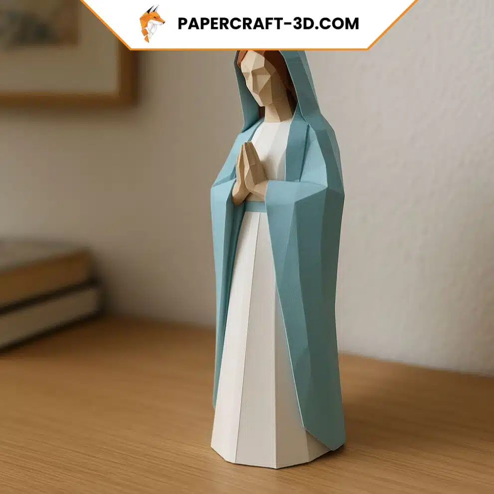Virgin Mary 3D Papercraft Statue – Origami PDF Model